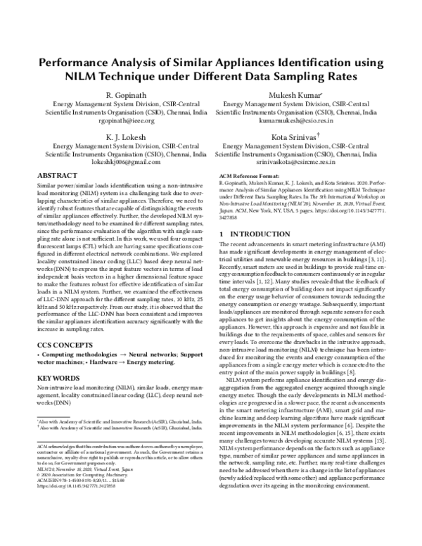 (PDF) Performance Analysis of Similar Appliances Identification using ...