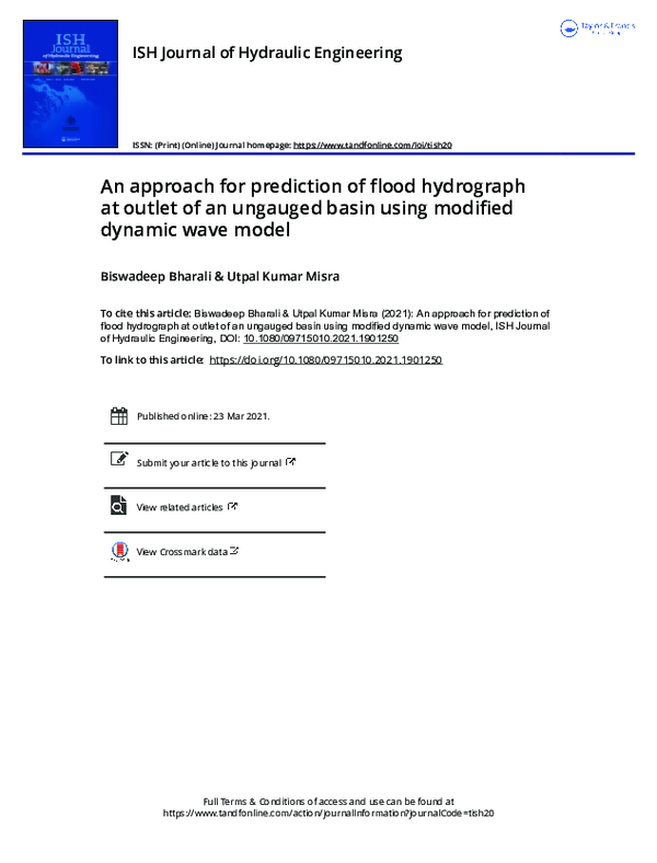 (PDF) An approach for prediction of flood hydrograph at outlet of an ungauged basin using ...
