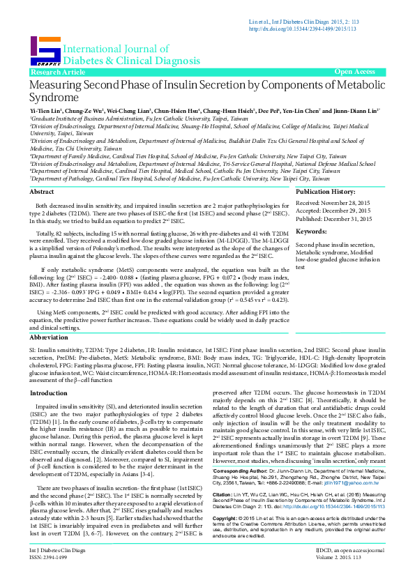 (PDF) Measuring Second Phase of Insulin Secretion by Components of ...
