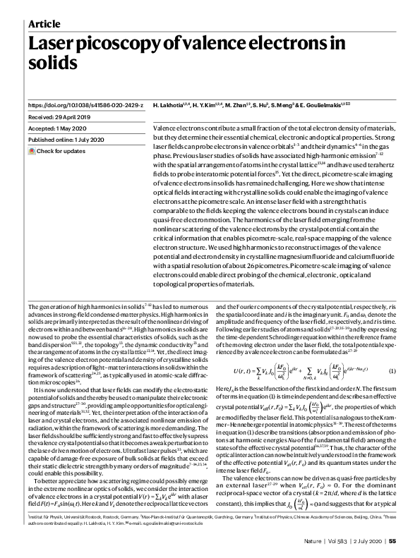 (PDF) Laser picoscopy of valence electrons in solids