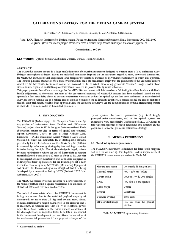 (PDF) Calibration Strategy for the Medusa Camera System