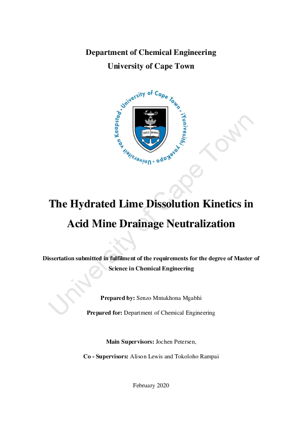 (PDF) The hydrated lime dissolution kinetics in acid mine drainage ...