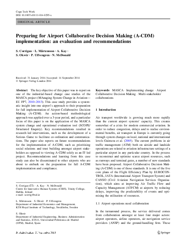 (PDF) Preparing for Airport Collaborative Decision Making (A-CDM ...