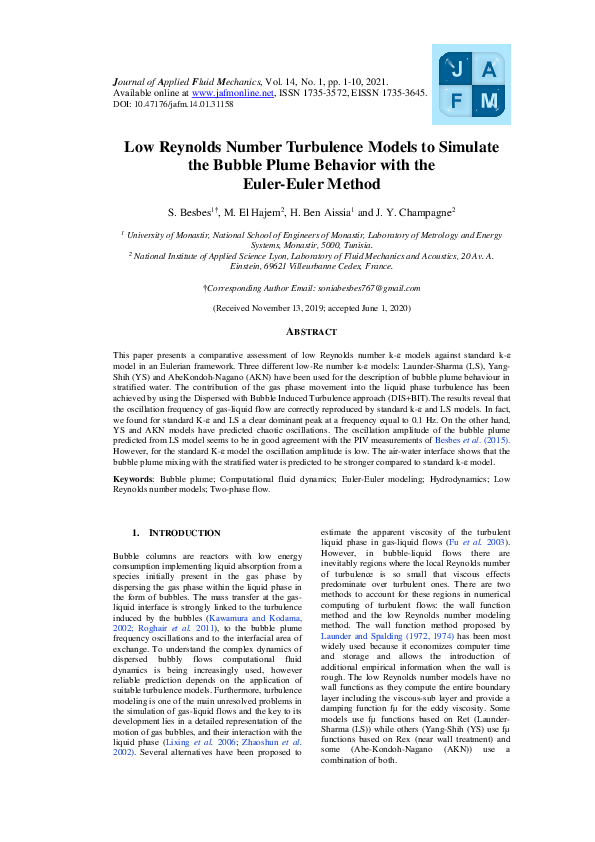 (PDF) Comparative Study of Low-Re k-ε Models