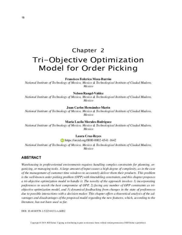 (PDF) Tri-Objective Model for Order Picking Optimization