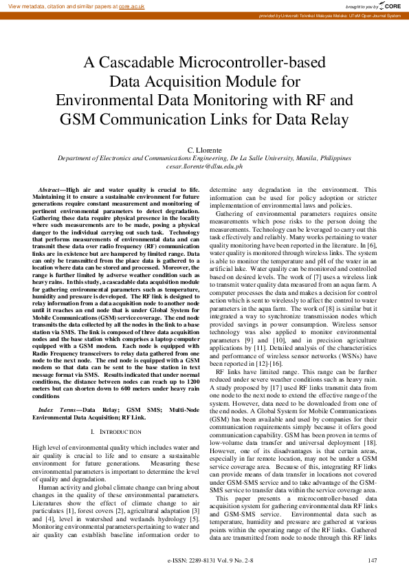 (PDF) A Cascadable Microcontroller-based Data Acquisition Module for Environmental Data ...