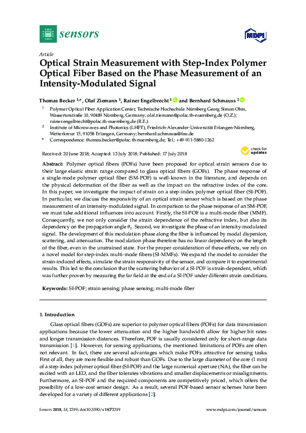 (PDF) Optical Strain Measurement with Step-Index Polymer Optical Fiber ...