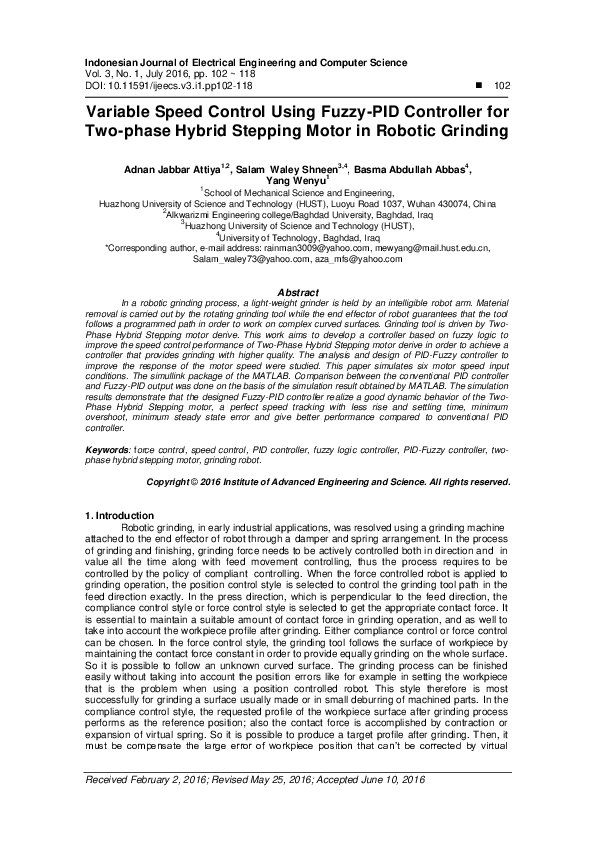 (PDF) Variable Speed Control Using Fuzzy-PID Controller for Two-phase Hybrid Stepping Motor in ...