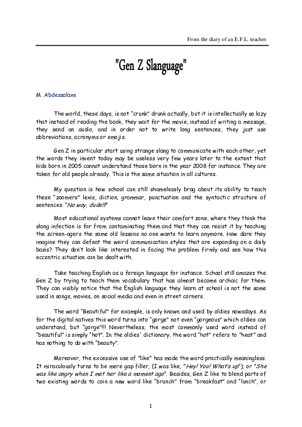 (PDF) Gen Z Slanguage