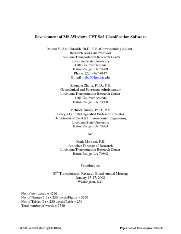 (PDF) Development of MS-Windows CPT Soil Classification Software