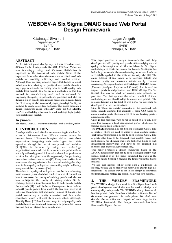 (PDF) WEBDEV-A Six Sigma DMAIC based Web Portal Design Framework