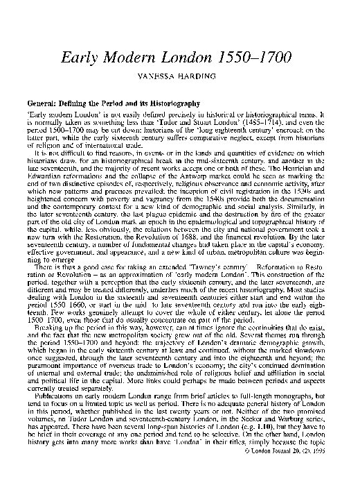 (PDF) Early Modern London 1550–1700