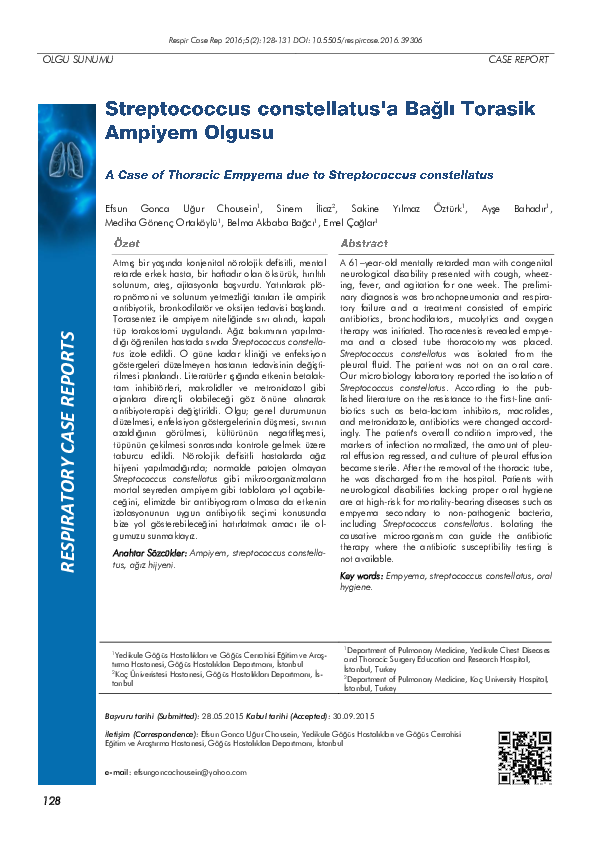 (PDF) INTERACTIVE CASE REPORT: A Case of Thoracic Empyema due to Streptococcus constellatus