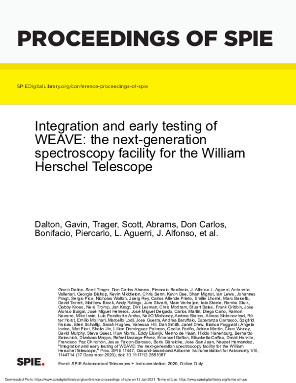 (PDF) Integration and early testing of WEAVE: the next-generation ...