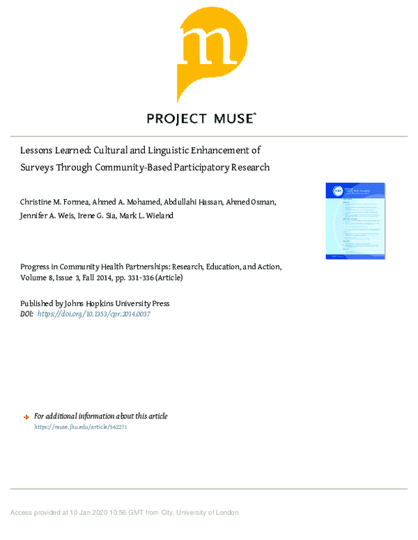 (PDF) Lessons Learned: Cultural and Linguistic Enhancement of Surveys ...