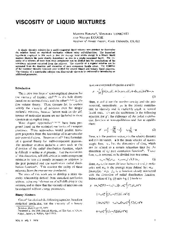 (PDF) Viscosity of Liquid Mixtures