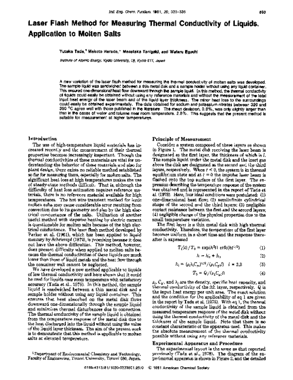 (PDF) Laser flash method for measuring thermal conductivity of liquids ...