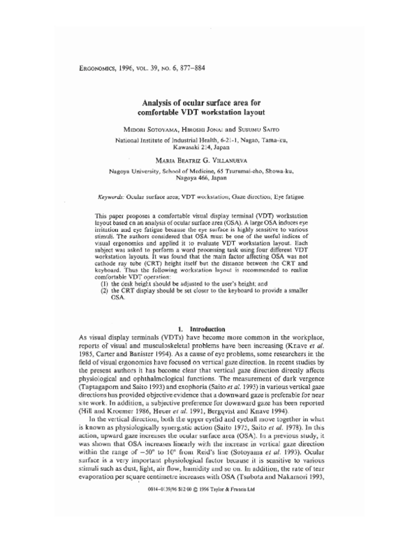 (PDF) Analysis of ocular surface area for comfortable VDT workstation ...