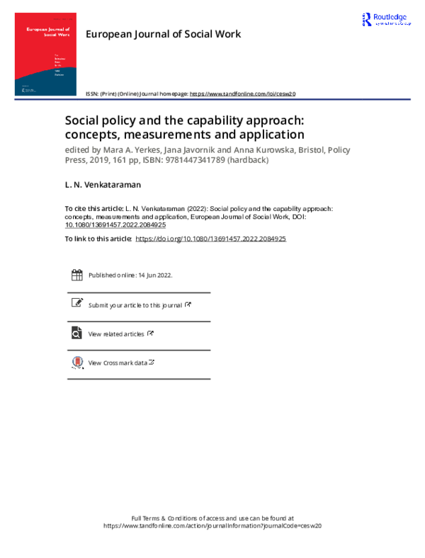 (PDF) Social policy and the capability approach: concepts, measurements ...