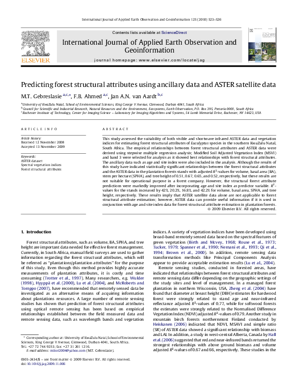 Pdf Predicting Forest Structural Attributes Using Ancillary Data And