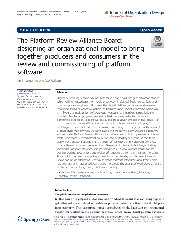 (PDF) The Platform Review Alliance Board: designing an organizational ...