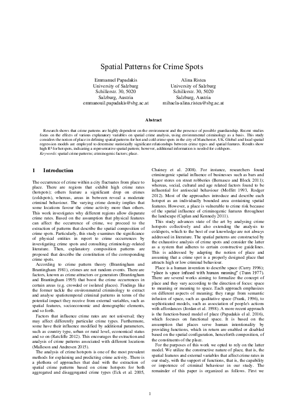(PDF) Spatial Patterns for Crime Spots