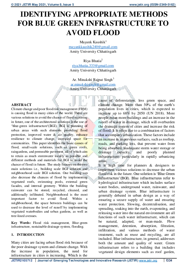 (PDF) Identifying Appropriate Methods for Blue Green Infrastructure to ...