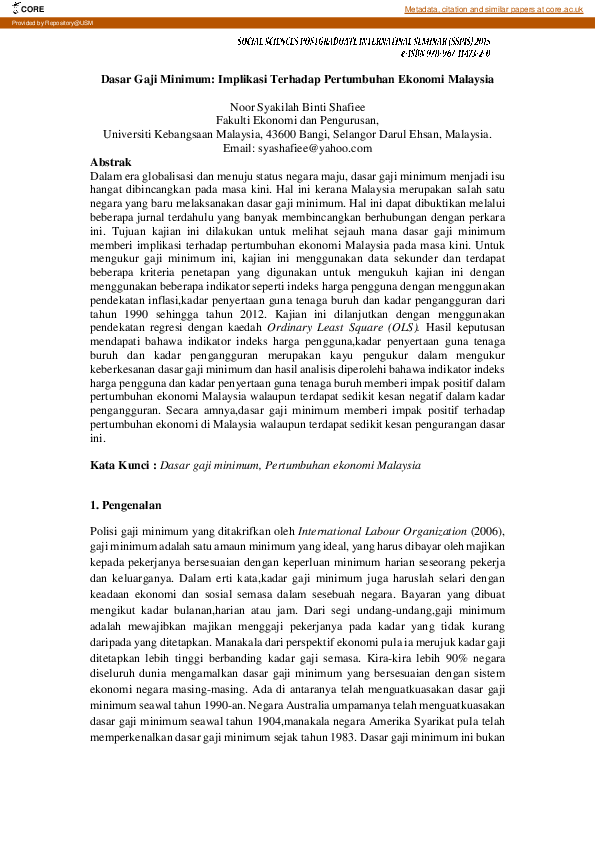 (PDF) Dasar Gaji Minimum: Implikasi Terhadap Pertumbuhan Ekonomi Malaysia