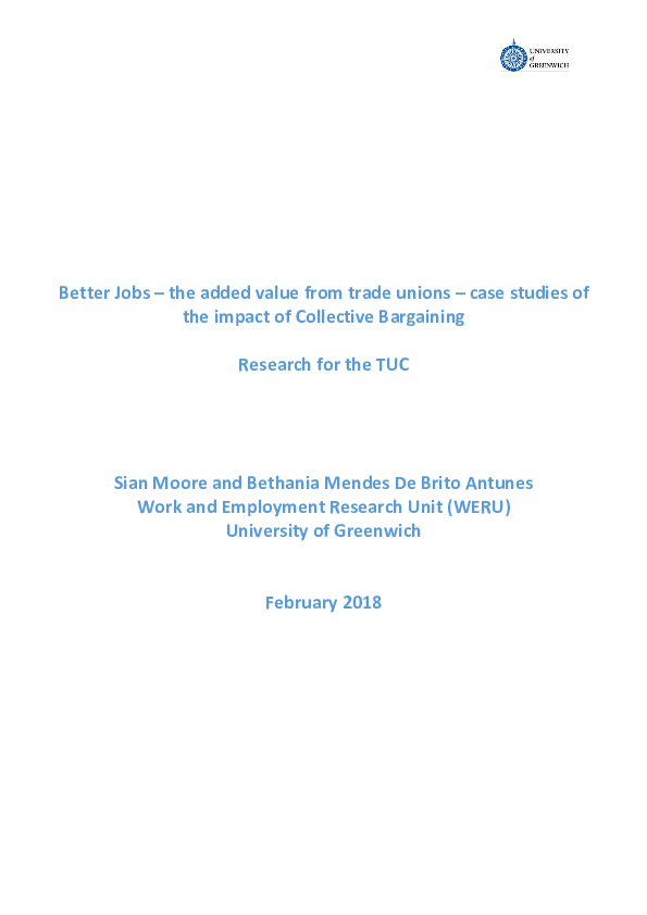 (PDF) Better Jobs – the added value from trade unions – case studies of ...