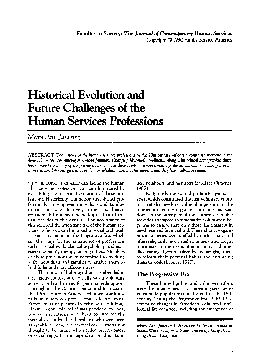 (PDF) Historical Evolution and Future Challenges of the Human Services ...
