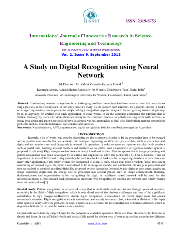 (PDF) Face Recognition Using Wavelet Neural Network