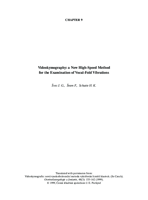 (PDF) Videokymography: a New High-Speed Method for the Examination of ...