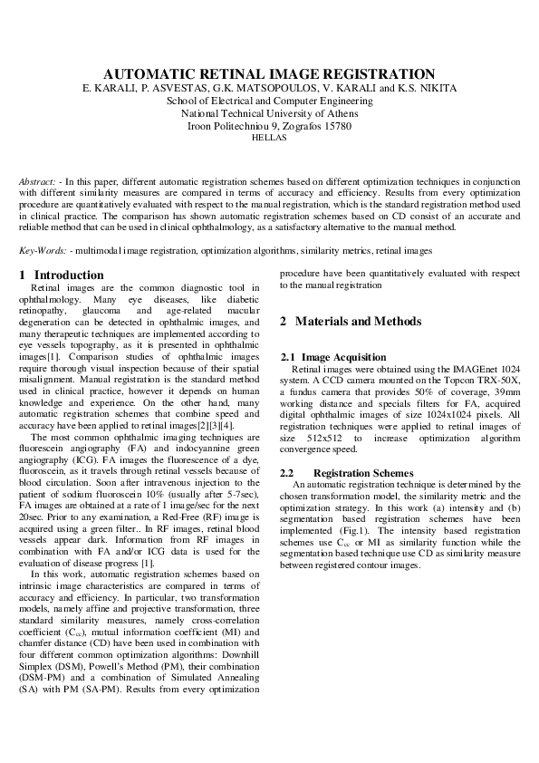 (PDF) Automatic Retinal Image Registration