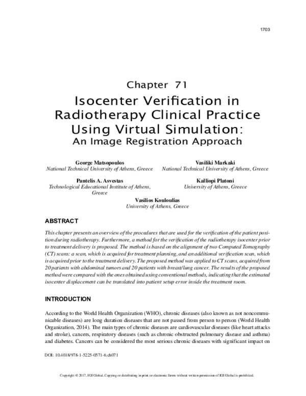 (PDF) Isocenter Verification in Radiotherapy Clinical Practice Using ...