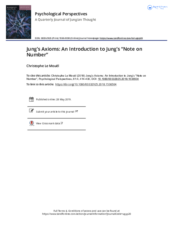 (PDF) Jung’s Axioms: An Introduction to Jung’s “Note on Number”
