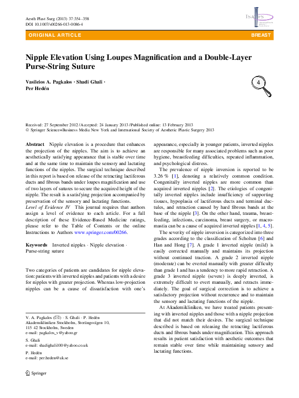 (PDF) Nipple Elevation Using Loupes Magnification and a Double-Layer ...