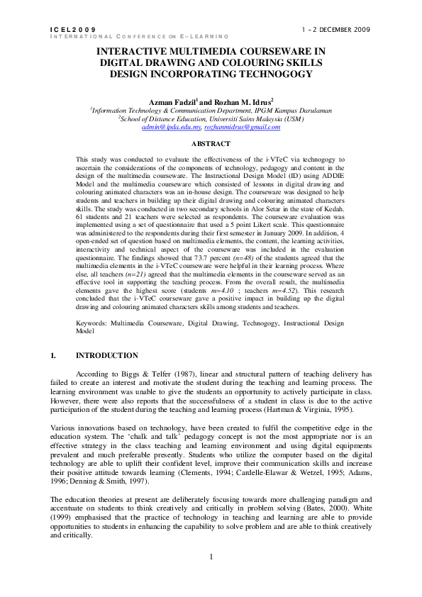 (PDF) INTERACTIVE MULTIMEDIA COURSEWARE IN DIGITAL DRAWING AND ...