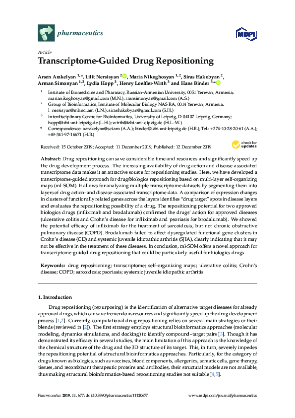 Pdf Transcriptome Guided Drug Repositioning Arman Simonyan