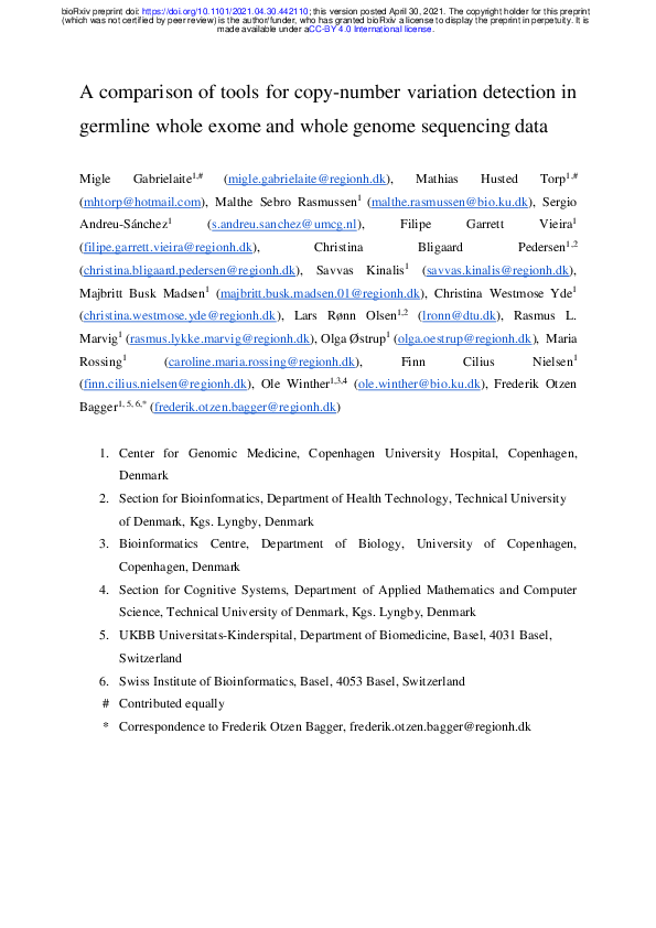 (PDF) A comparison of tools for copy-number variation detection in ...