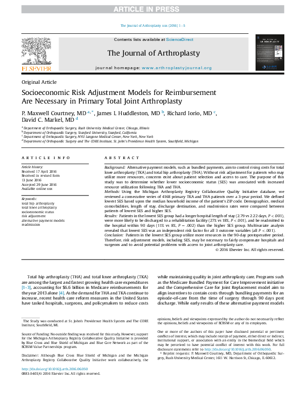(PDF) Socioeconomic Risk Adjustment Models for Reimbursement Are ...
