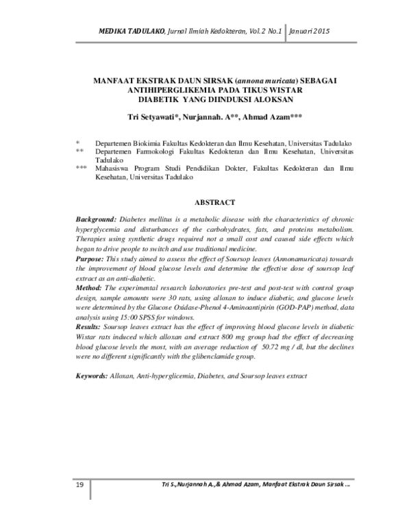 (PDF) MANFAAT EKSTRAK DAUN SIRSAK (annona muricata) SEBAGAI ...