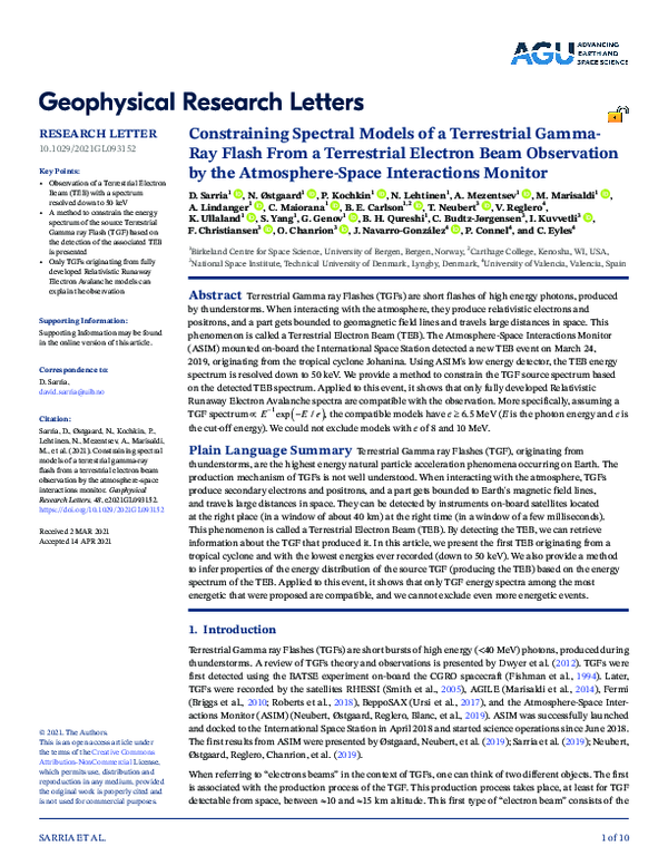 (PDF) Constraining spectral models of a terrestrial gamma-ray flash ...