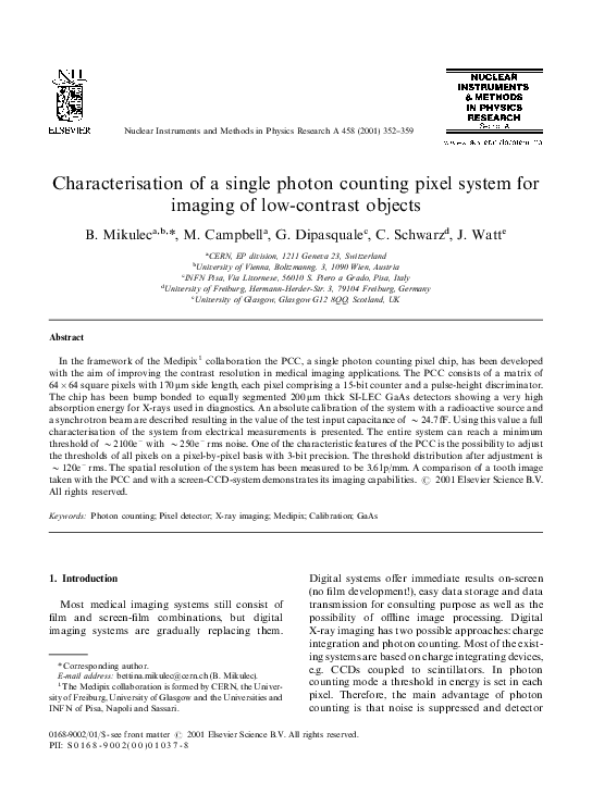 (PDF) Single Photon Counting Pixel Detector Analysis