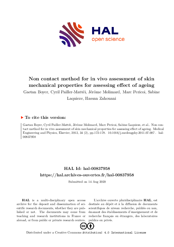 (PDF) Non contact method for in vivo assessment of skin mechanical ... (PDF) Non contact method for in vivo assessment of skin mechanical ...