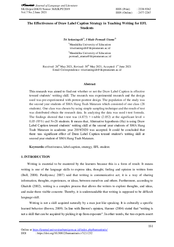 (PDF) The Effectiveness of Draw Label Caption Strategy in Teaching ...