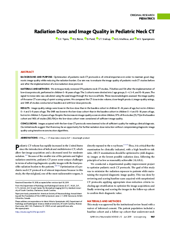 (PDF) Radiation Dose and Image Quality in Pediatric Neck CT
