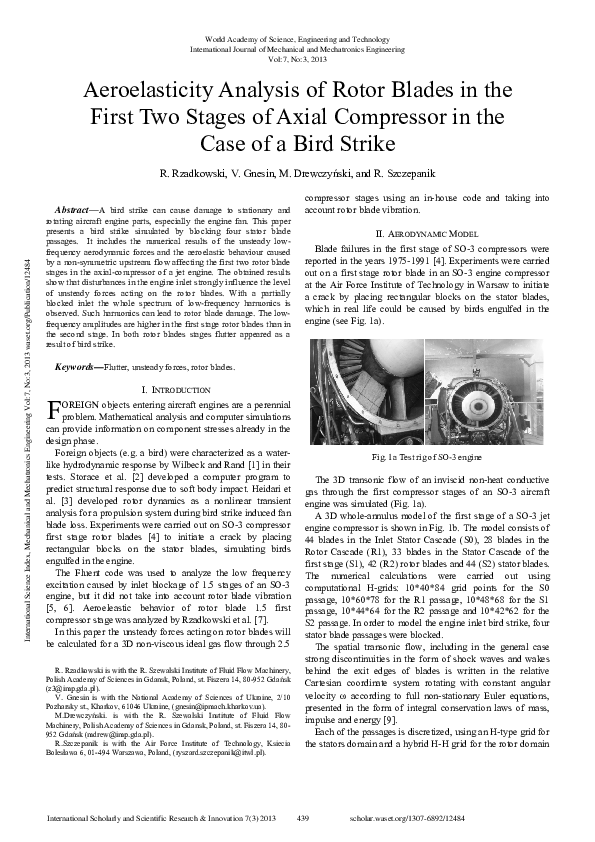 (PDF) Aeroelasticity Analysis Of Rotor Blades In The First Two Stages Of Axial Compressor In The ...