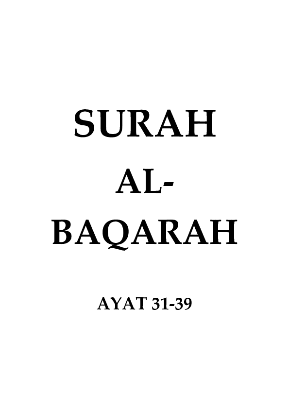 (PDF) SURAH BAQARAH AYAT 31 39