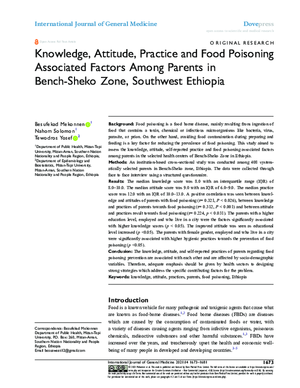 (PDF) Knowledge, Attitude, Practice and Food Poisoning Associated ...