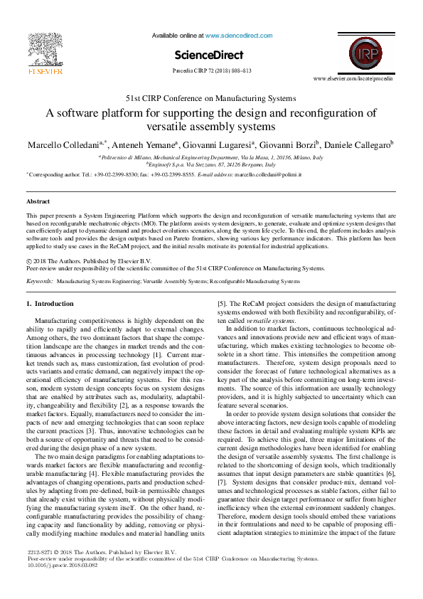 (PDF) A software platform for supporting the design and reconfiguration ...